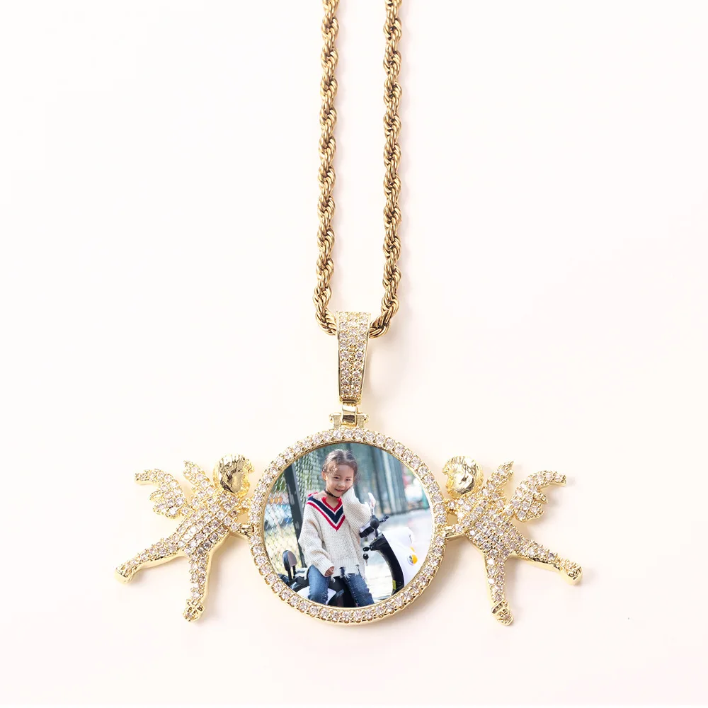 Trend-Full-Diamond-Angel-Photo-Frame-Pendant-DIY-Custom-Photo-Hip-Hop ...