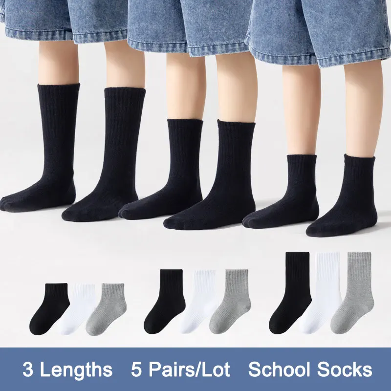 5 Pairs/lot 3-15 Years Children Socks for Boys 3 Lengths High Quality ...