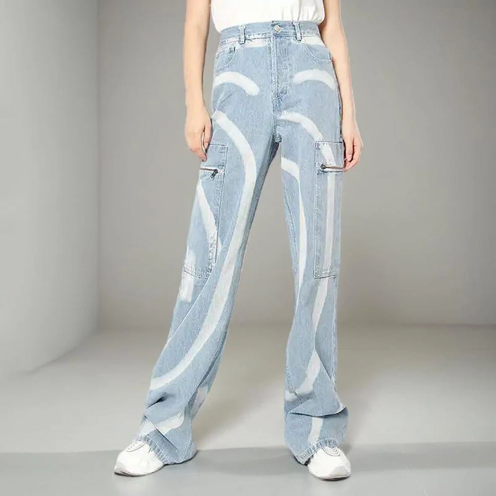 Hit-Color-Streetwear-Spliced-Pocket-Jeans-For-Women-High-Waist ...