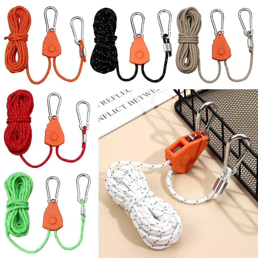 4M-Adjustable-Heavy-Duty-Pulley-Ratchet-Rope-Hanger-Fixed-Buckle-Wind ...