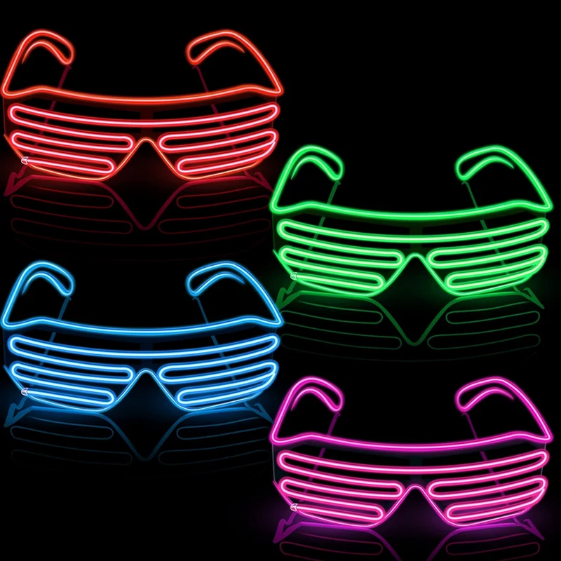 1pc Flashing Shutter Neon Rave Glasses Light Up Happy Bar Night LED ...