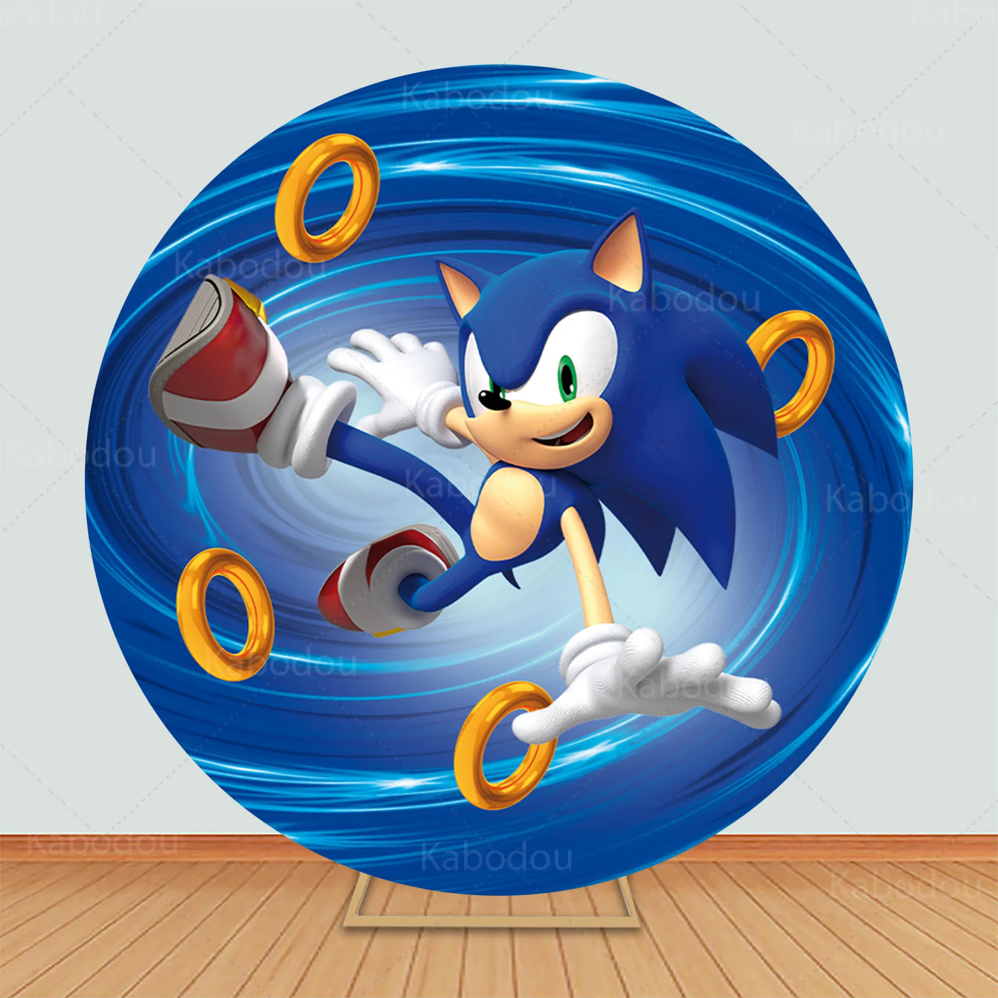 Fondo redondo azul sónico para fiesta de cumpleaños de niños ...