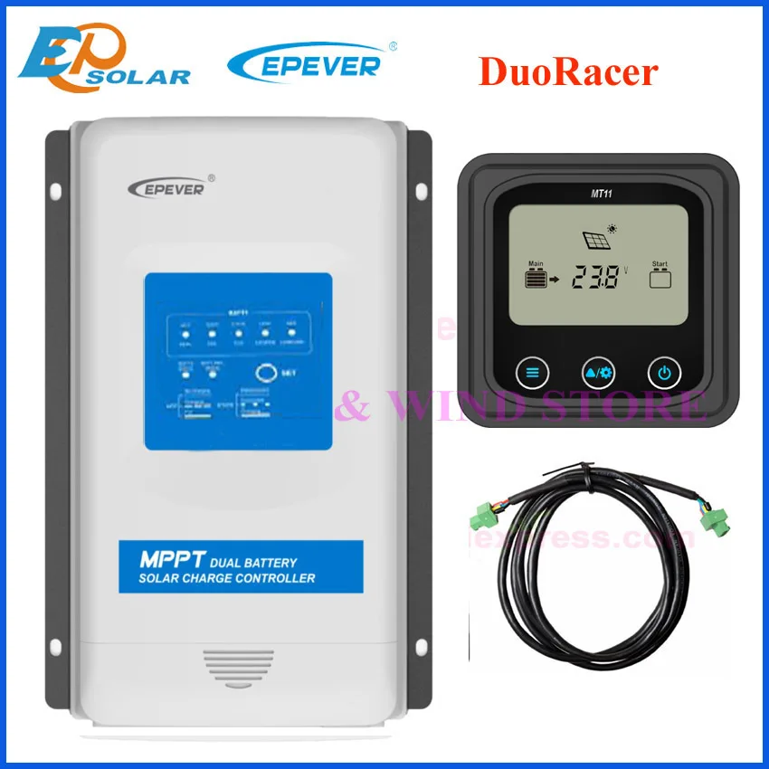 EPEVER New Dual Battery MPPT Solar Controller 10A 20A 30A DuoRacer Battery solar charger ...