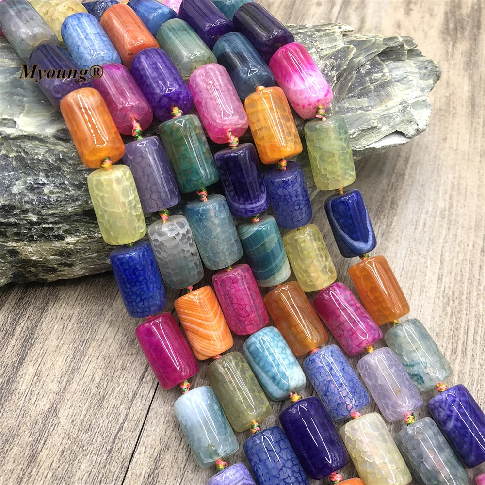 10x16mm-Cylinder-Shape-Multicolor-Agates-Stone-Column-Beads-For-Jewelry ...