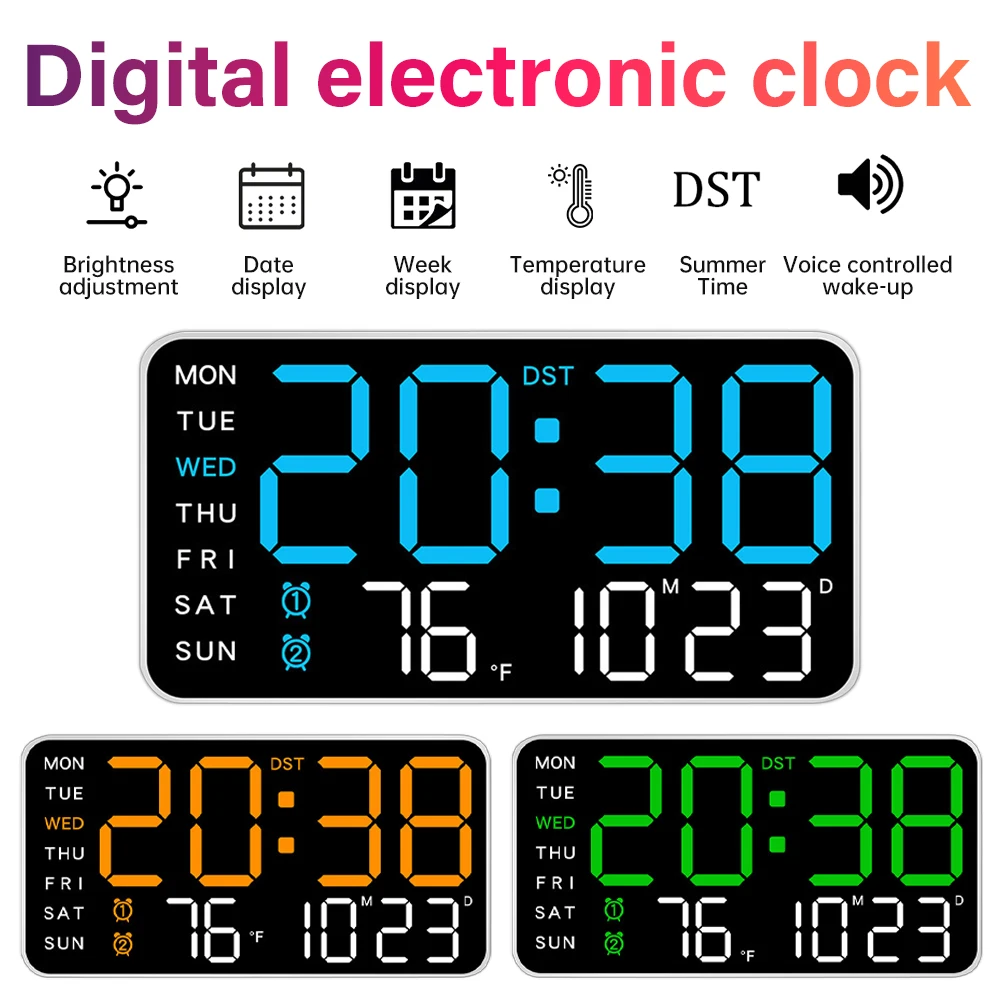 Large-Screen-Digital-Wall-Clock-Temperature-Date-Week-Display-Voice ...