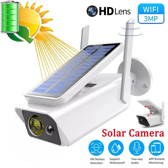 WiFi Solar Camera 3MP HD Night Vision Waterproof Wireless Solar Panel ...
