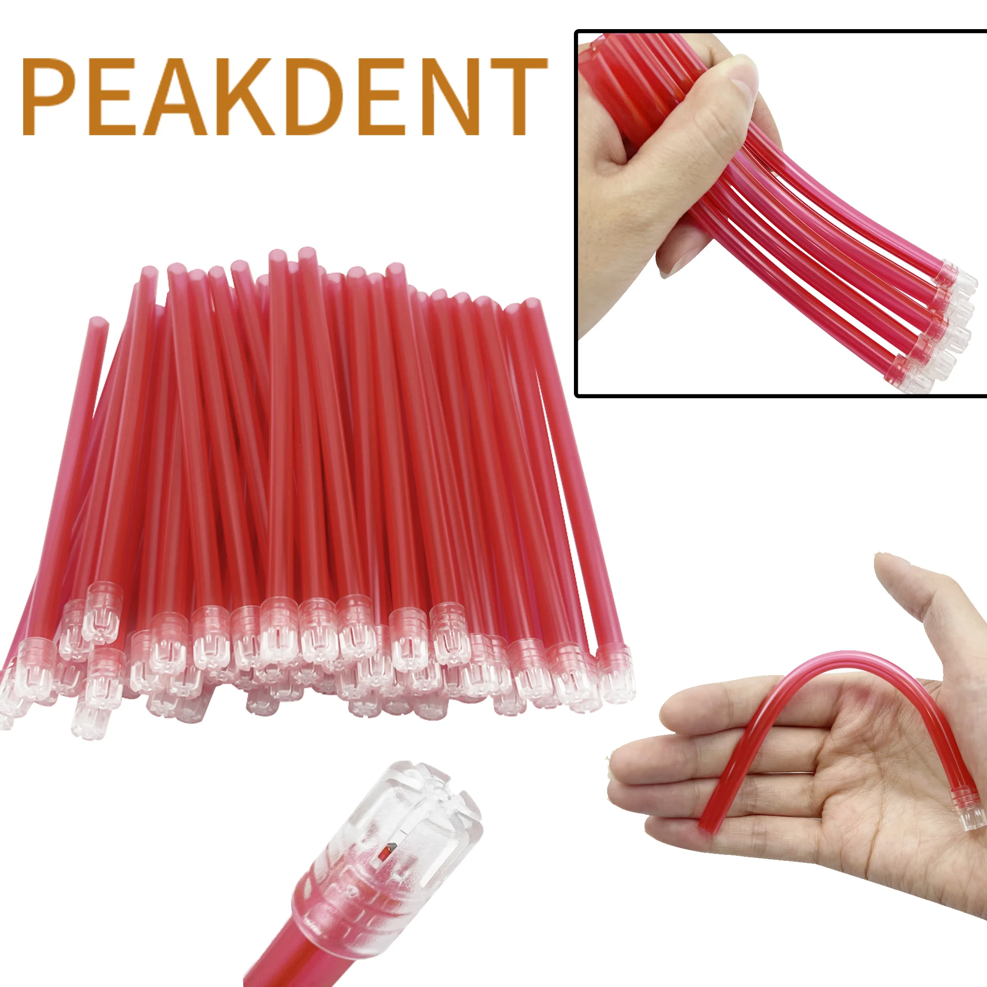 100Pcs/Bag Disposable Suction Tube Flexible Evacuation Pipe Clear Tip ...