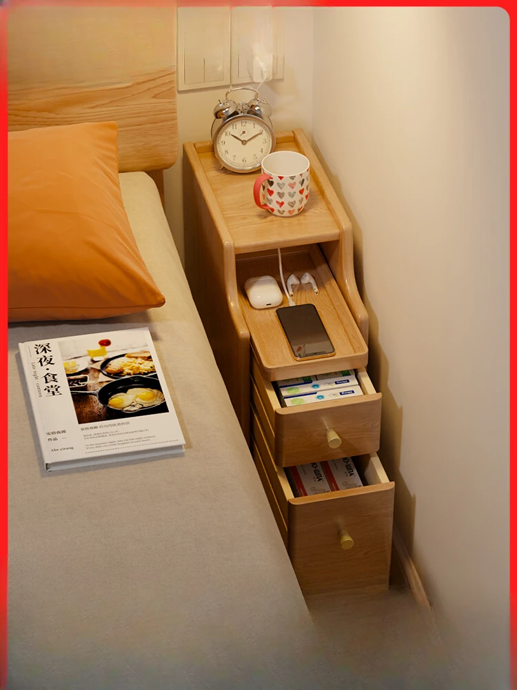Bedside-table-solid-wood-ultra-narrow-bedside-table-small-seam-cabinet ...