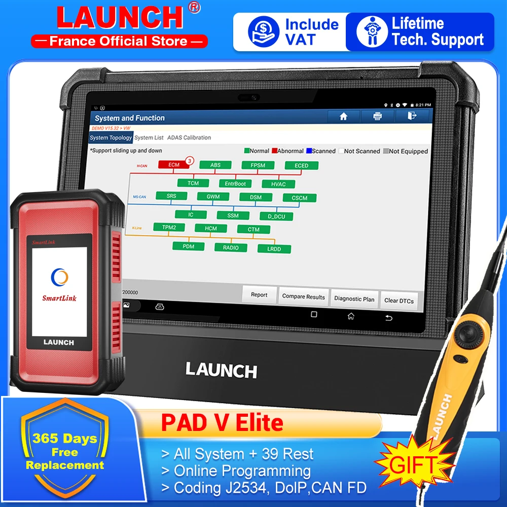 LAUNCH-X431-PAD-V-Elite-OBD2-CAR-Diagnostic-tools-J2534-Online-ECU ...