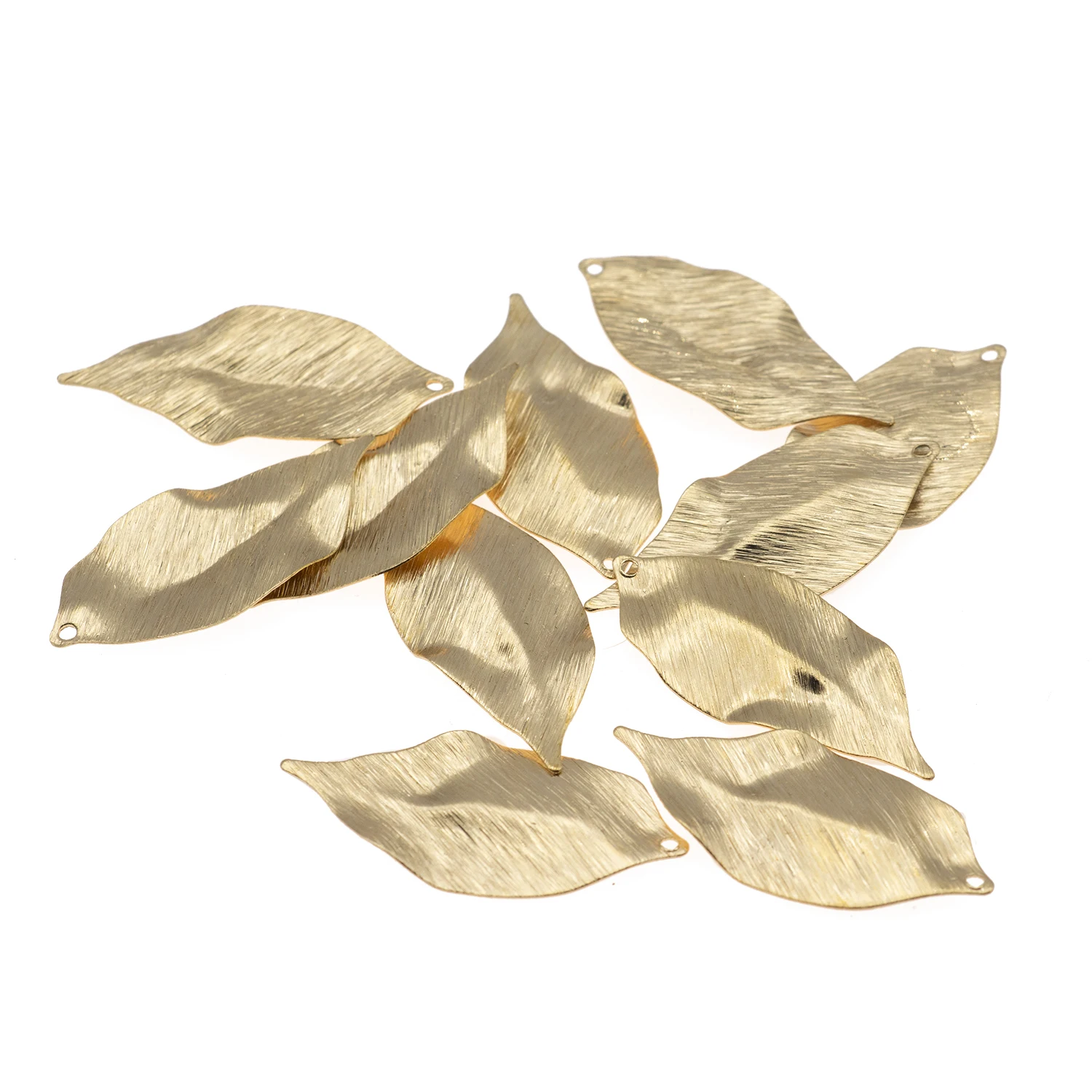10Pcs-Lot-Raw-Brass-Twisted-Leaf-Pendant-Textured-Leaf-Pendant-Diy-For ...