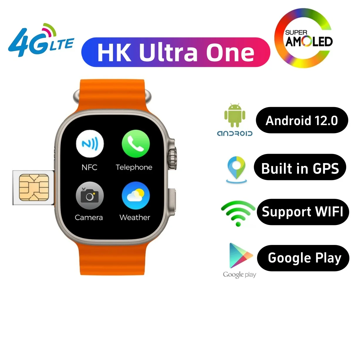 HK-reloj-inteligente-Ultra-One-dispositivo-con-c-mara-Amoled-Wifi-8GB ...