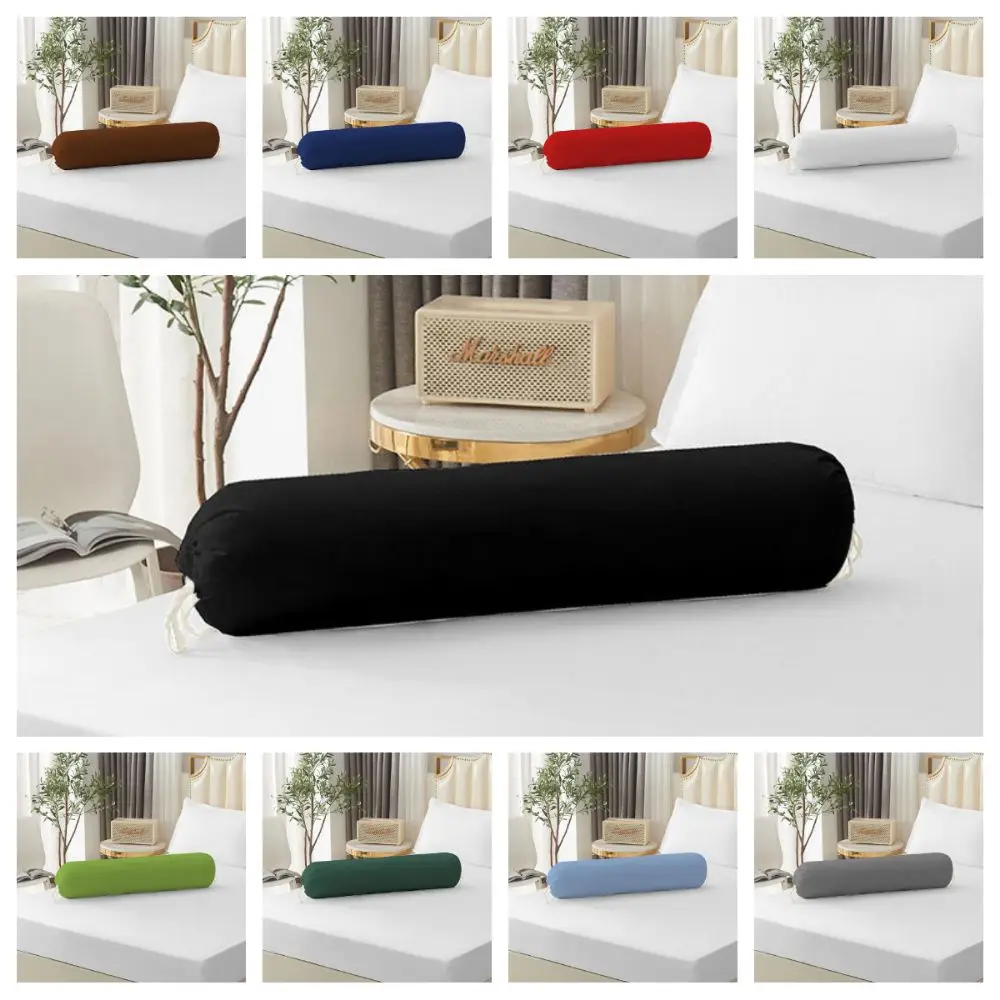 Neck Bolster Solid Color Cylindrical Pillowcase Washable Durable ...