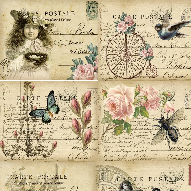 8Pcs-Pack-Retro-American-Pastoral-Postcard-Vintage-Sticker-DIY-Craft ...