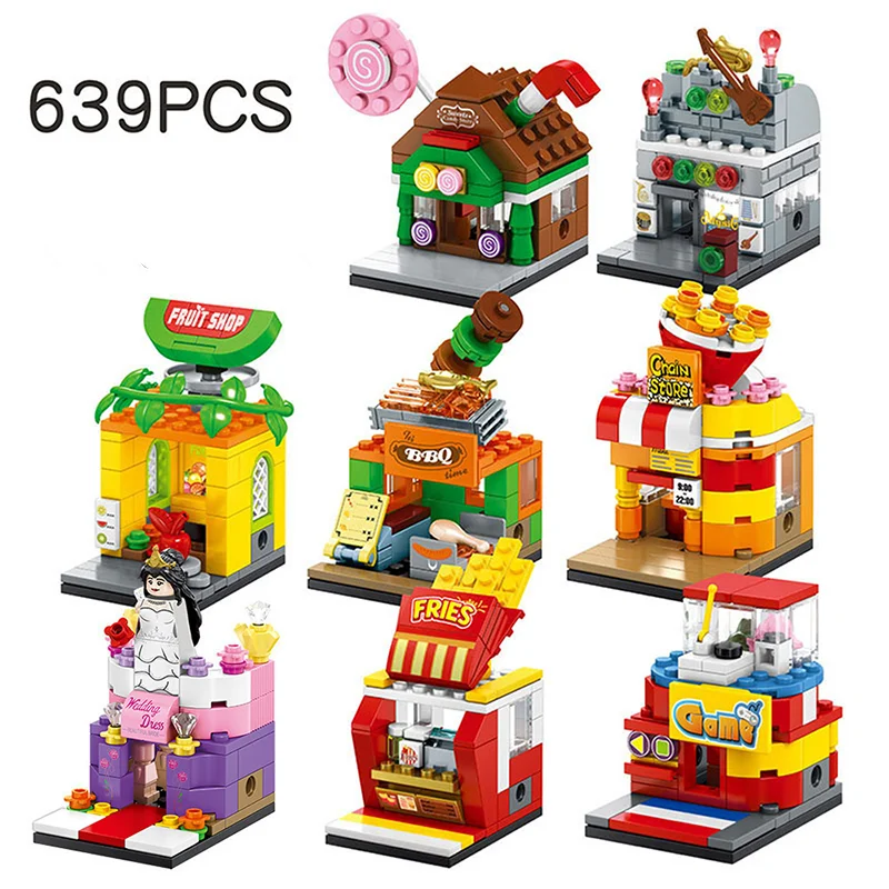 City-Mini-Street-Series-Building-Blocks-Fruit-Shop-Candy-Store-Fries ...