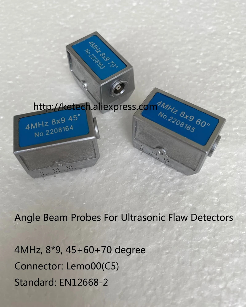 3pcs 4MHz 8x9 45+60+70 Degree Angle Probe Transducer