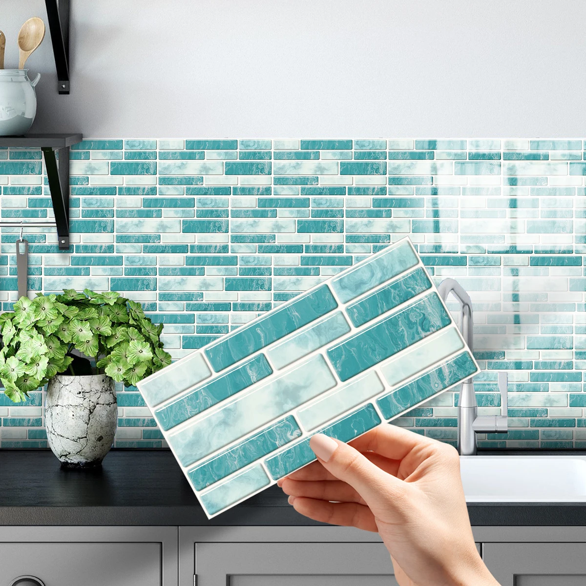 1-set-of-9PCS-3D-effect-tile-pattern-design-self-adhesive-waterproof ...