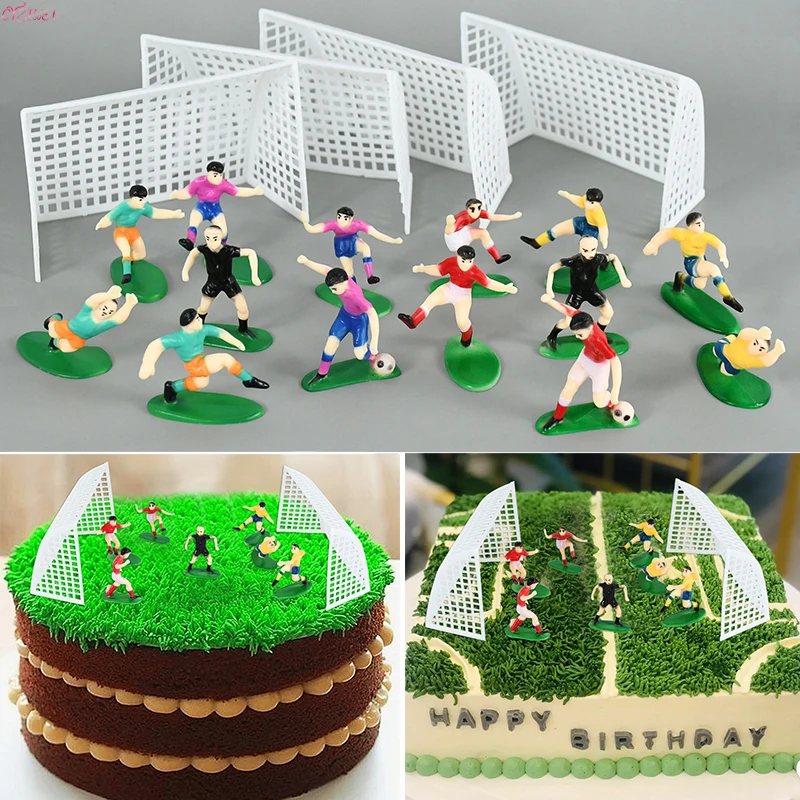 축구 게임 축구 케이크 토퍼 장식 모델 축구 파티 생일 파티 용품 어린이 파티 장식 액세서리 9 개