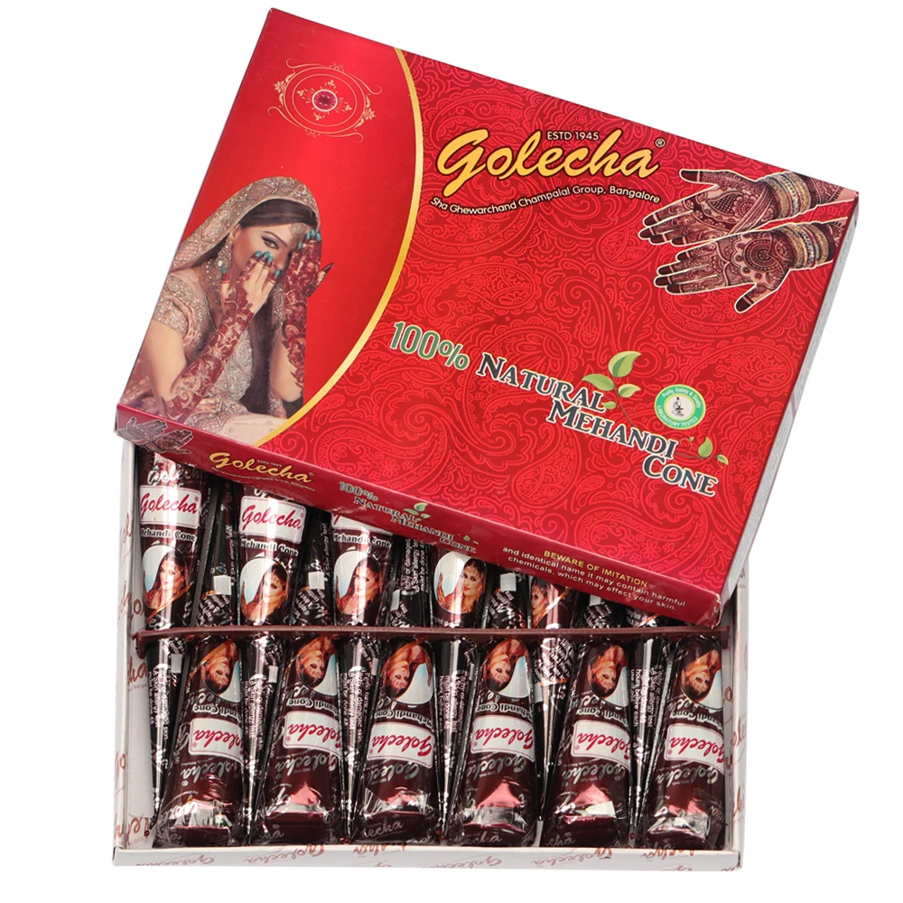 GOLECHA 30g Brown Henna Tattoo Cones Traditional Indian Mehndi Body ...