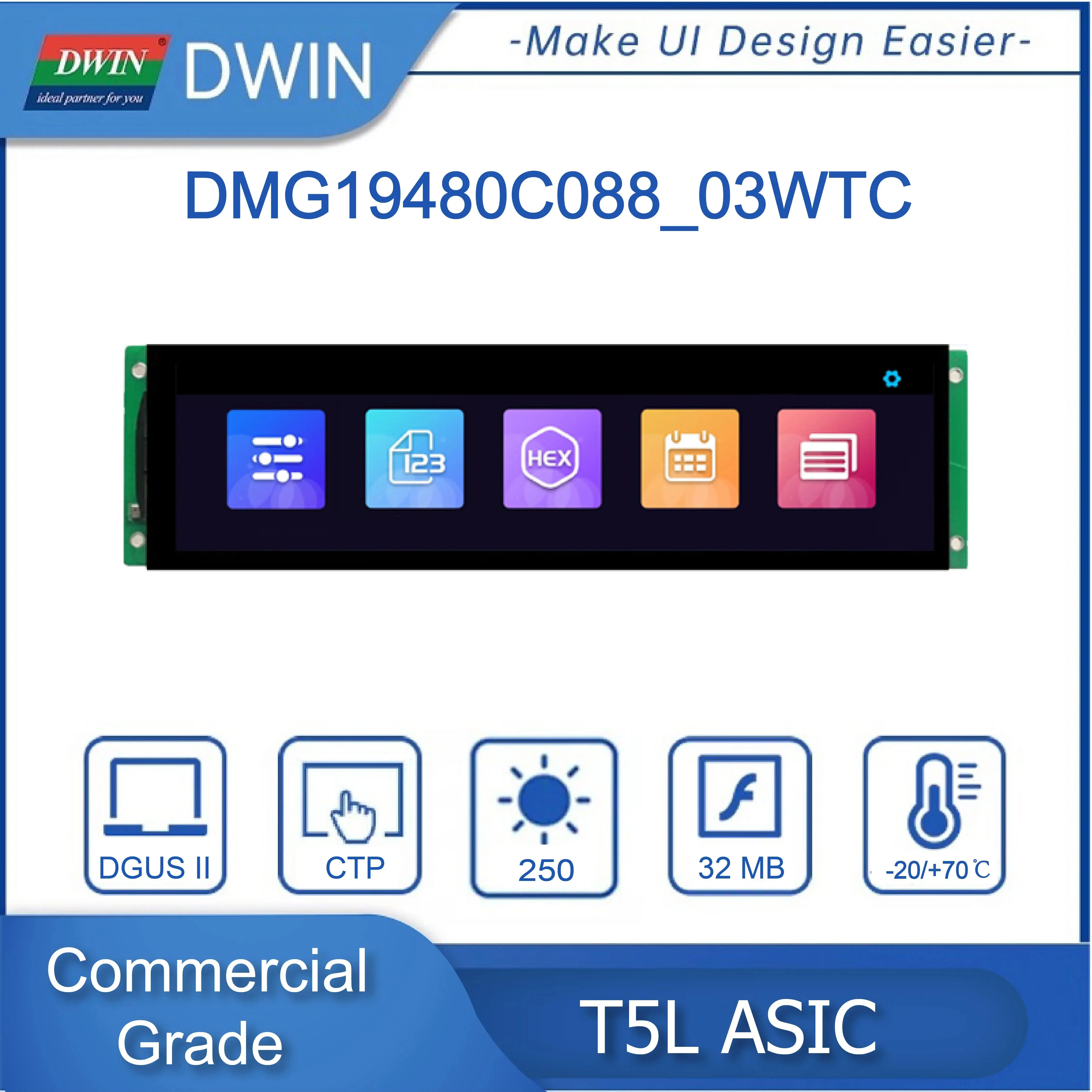 Dwin-IPS-8-8-1920-480-Long-Ultra-Wide-Bar-LCD-Module-Screen-T5L-HMI ...