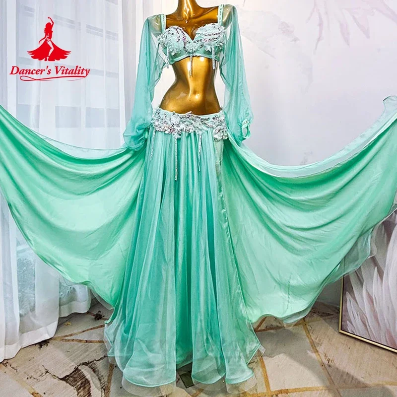 Belly Dancer Costume Set for Women Customsized Bra Top+satin Long Skirt ...