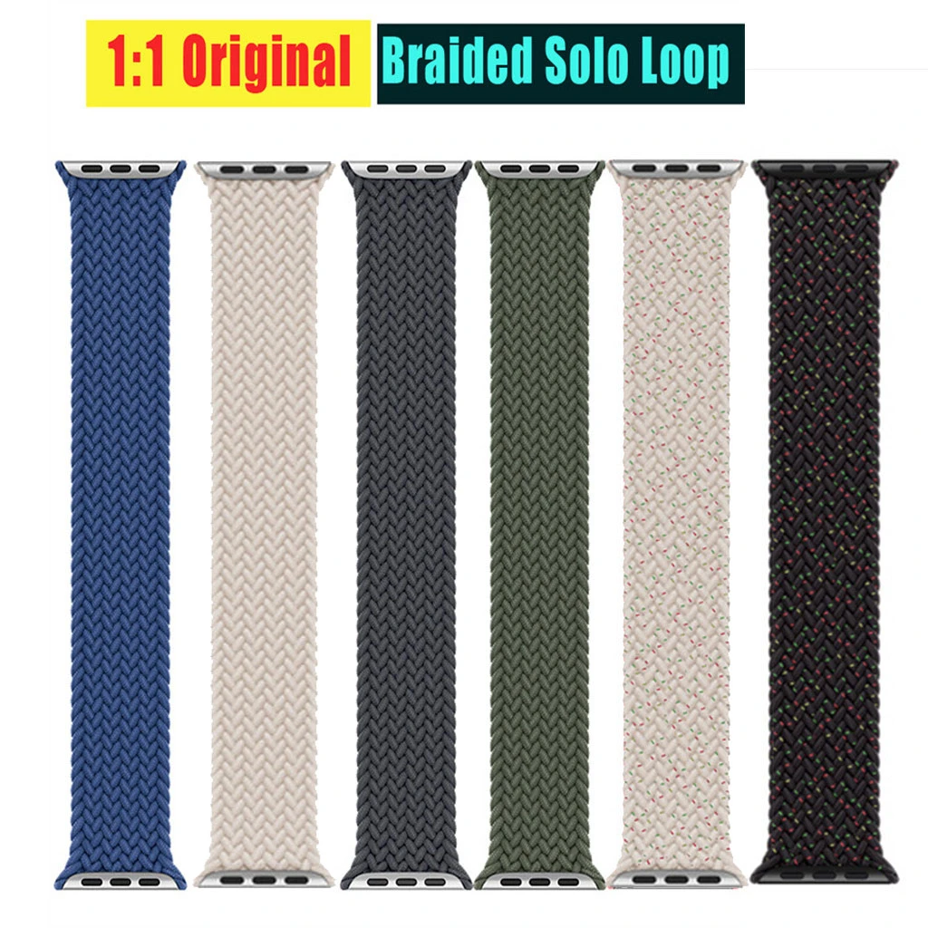 Braided solo loop Strap For Apple Watch band 44mm 40mm 45mm 41mm 49mm ...