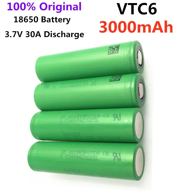 VTC6-18650-3000mAh-Battery-3-7V-30A-High-Discharge-18650-Rechargeable ...