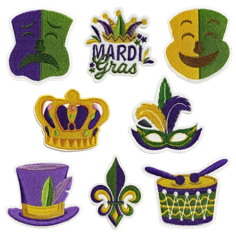 Mardi Gras Embroidered Badge Fat Tuesday Carnival Iron on Patch ...