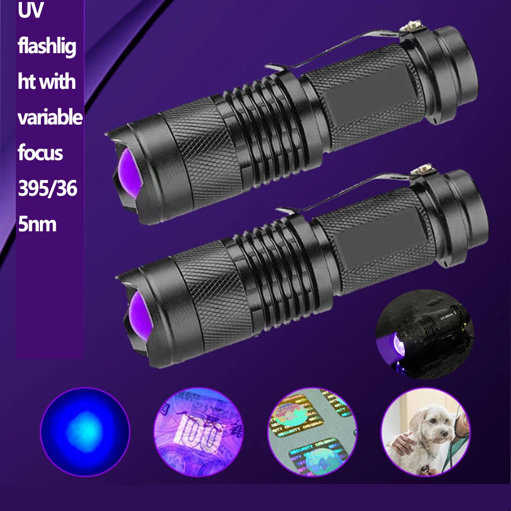 UV-Purple-Flashlight-365NM-395NM-Aluminum-Alloy-Cash-Detector ...