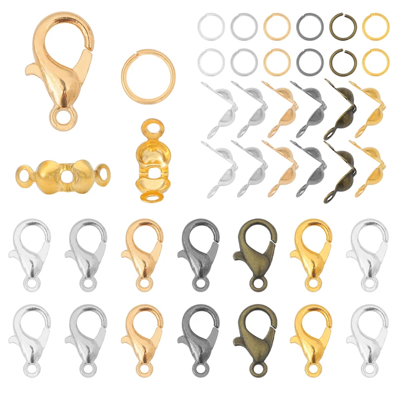 80Pcs-Alloy-Lobster-Clasp-Jump-Rings-Connector-Clasp-Crimp-End-Set-For ...
