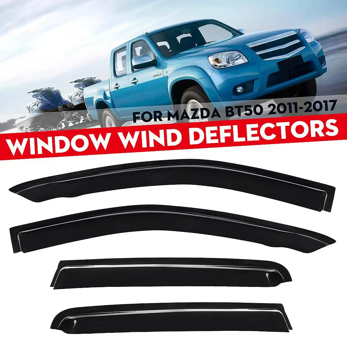 4-PCS-Window-Wind-Deflectors-For-Mazda-BT50-2011-2017-Car-Window-Sun ...