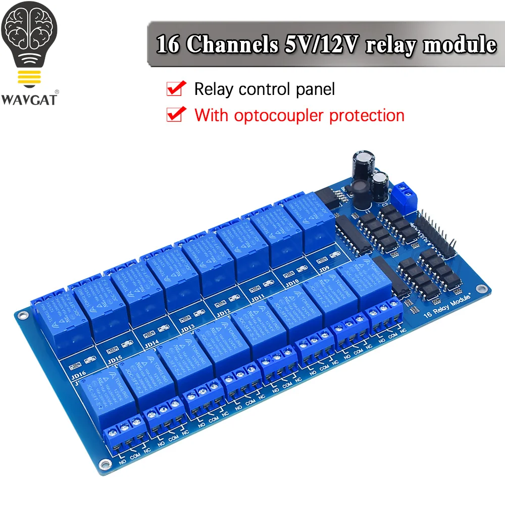 5V 12V 16 Channel Relay Module With Optocoupler Relay Output 1 2 4 6 8 ...