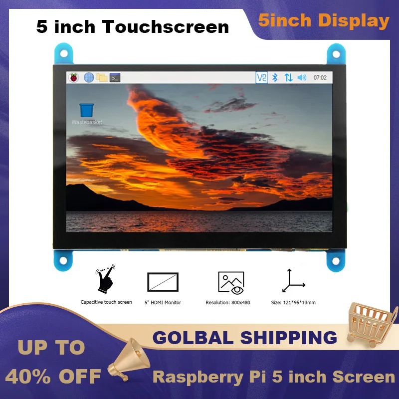 Raspberry Pi Touchscreen Monitor 5 Inch Screen Display 800*480 HDMI ...