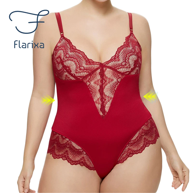 Flarixa-Lace-Bodysuit-Lingerie-Women-Tummy-Control-Shapewear-Breathable-Corset-Belly-Slimming ...