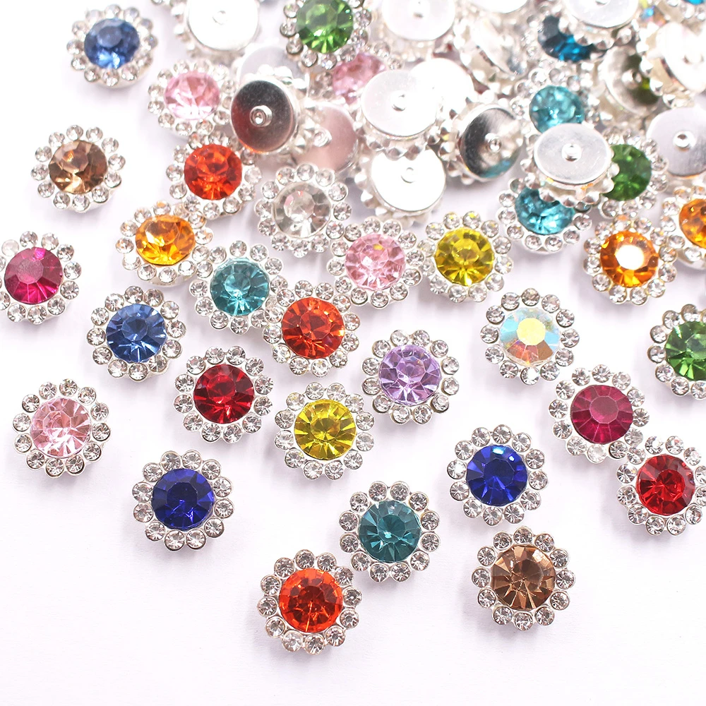 Claw Rhinestones Flatback | Rhinestone Buttons Silver | Rhinestone Sewing Button - 12mm - Aliexpress