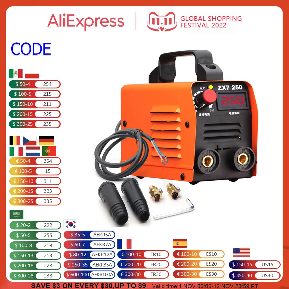 ZX7 250 Mini Arc Welding Machine DC 220V250A Household Pure Copper ...