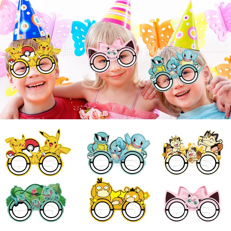 12pcs Pikachu Party Paper Glasses Masks Cartoon Children Birthday Party ...