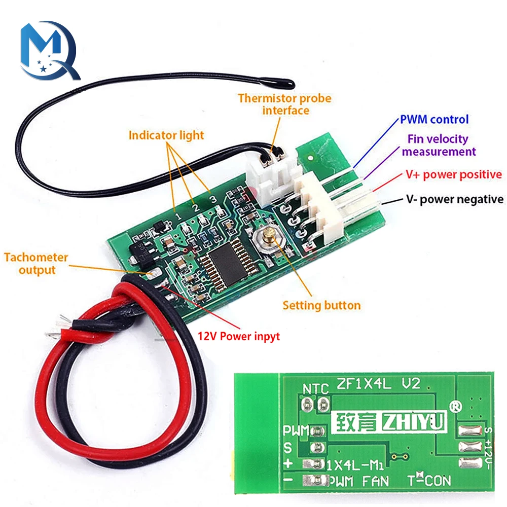 DC 12V PWM Speed Controller Fan Speed governor 4 Wire Computer Temperature control Switch For PC ...