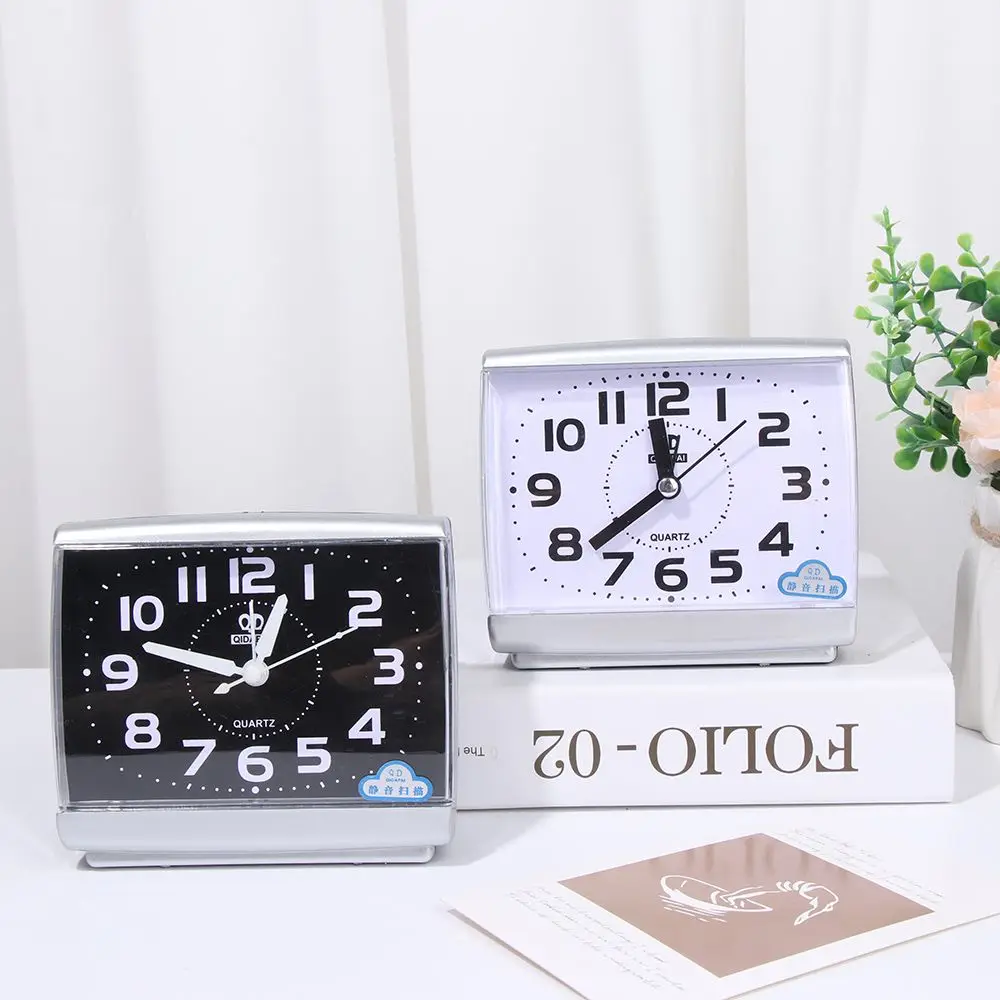 No Tick Number Square Alarm Clock Simple Quiet Quartz Clock Office ...
