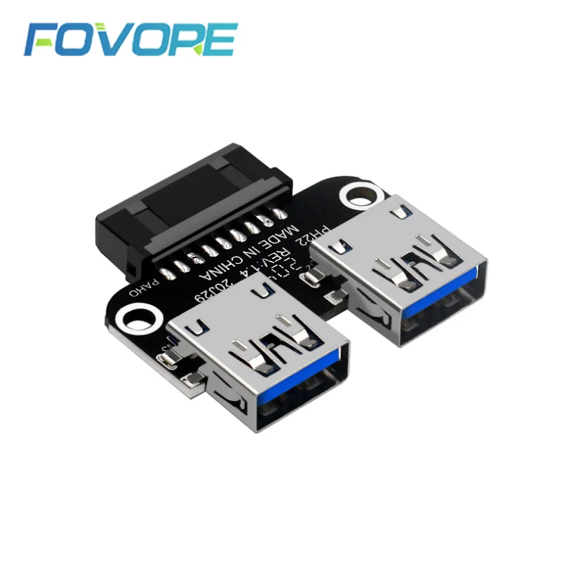 FOVORE Адаптер USB 3.0 19-20Pin на 2 USB 3.0 | AliExpress