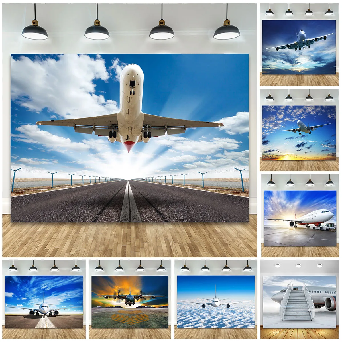 Plane-in-the-Sky-Boy-Birthday-Party-Banner-Photography-Backdrop ...