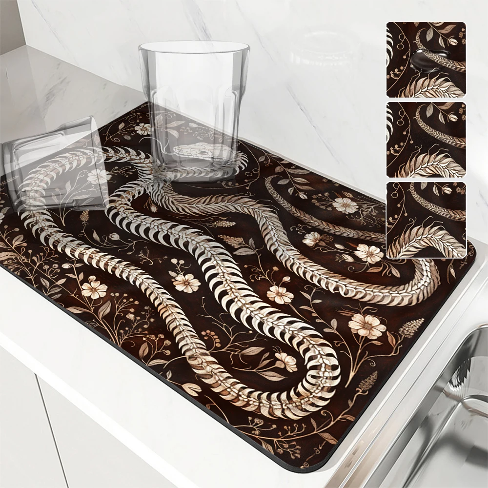 Kitchen-Drying-Mat-Snake-Bones-Vine-Dry-Coffee-Mat-Absorbent-Dish ...