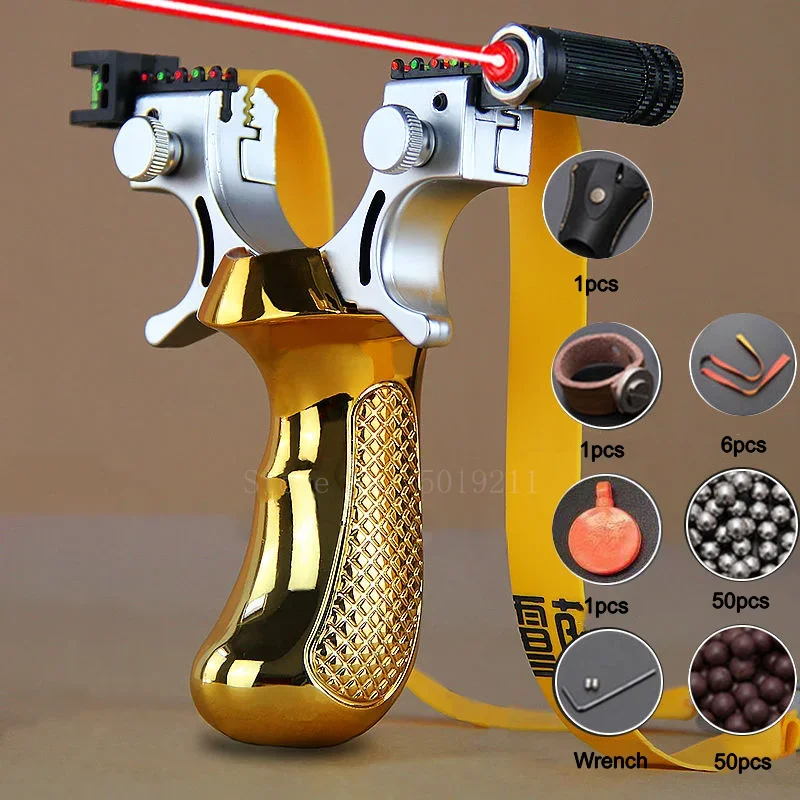 Red-Laser-Shooting-Slingshot-Outdoor-Hunting-Practice-Flat-Rubber-Band ...