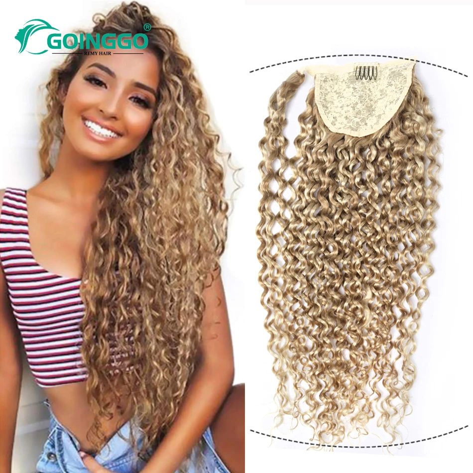 Water Wave Ponytail Hair Extension P27/613 Honey Blonde Natural Wavy ...