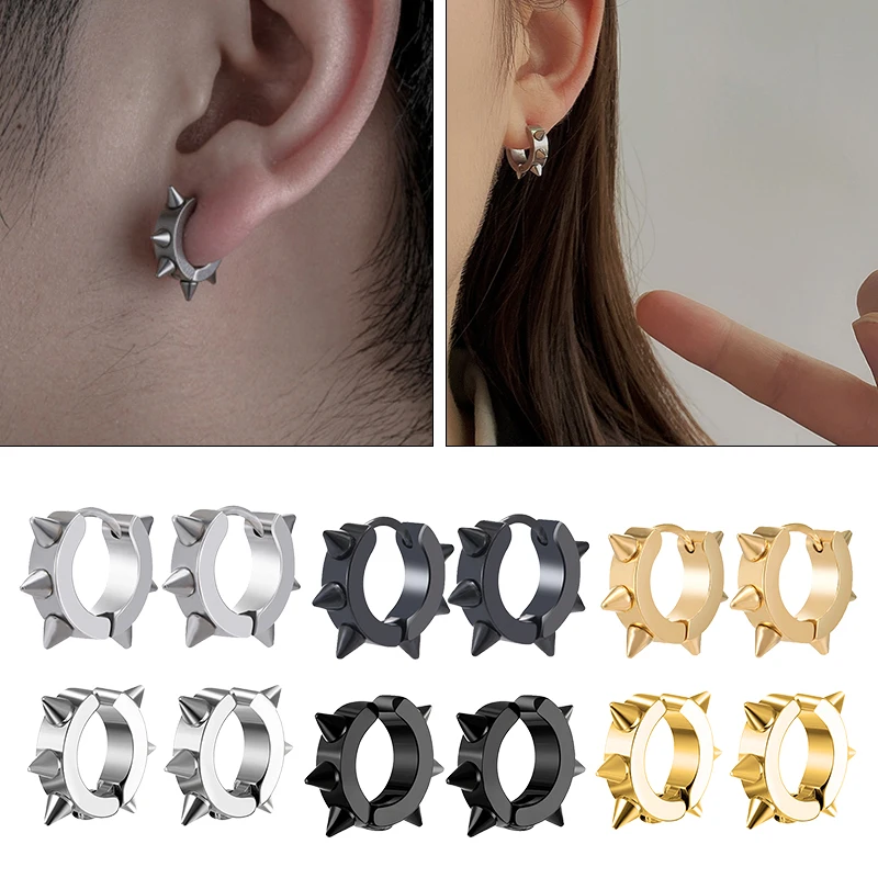 1Pair-Punk-Stainless-Steel-Spiky-Thorn-Stud-Earrings-For-Women-Men-Ear ...