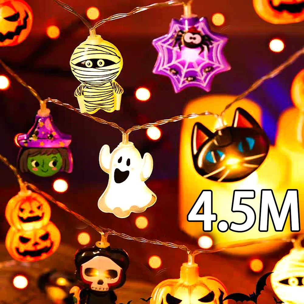 String-Lights-Battery-Powered-with-Ghost-Witch-Cat-Pumpkin-Spider-Web ...