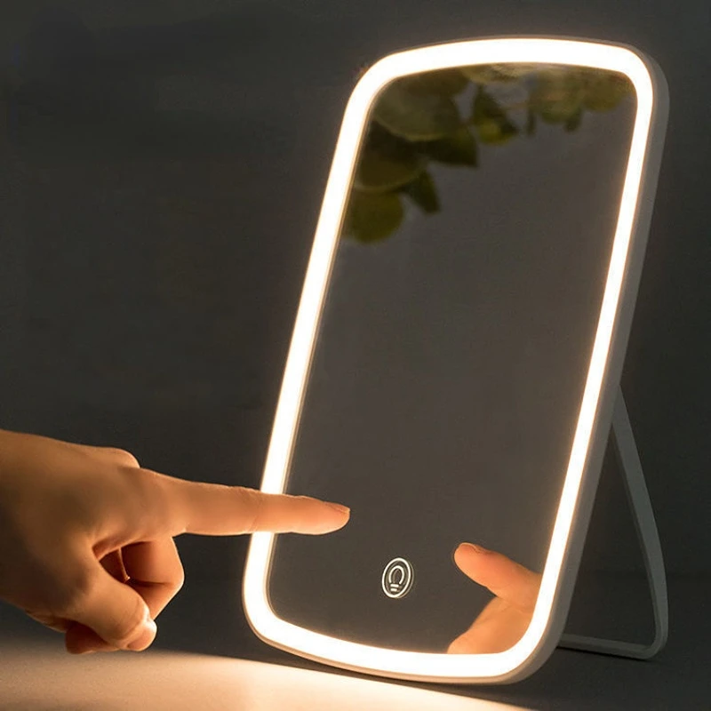 Led 메이크업 거울 터치 스크린 휴대용 스탠딩 접이식 화장대 거울 5x 확대 화장품 3 라이트 Aliexpress