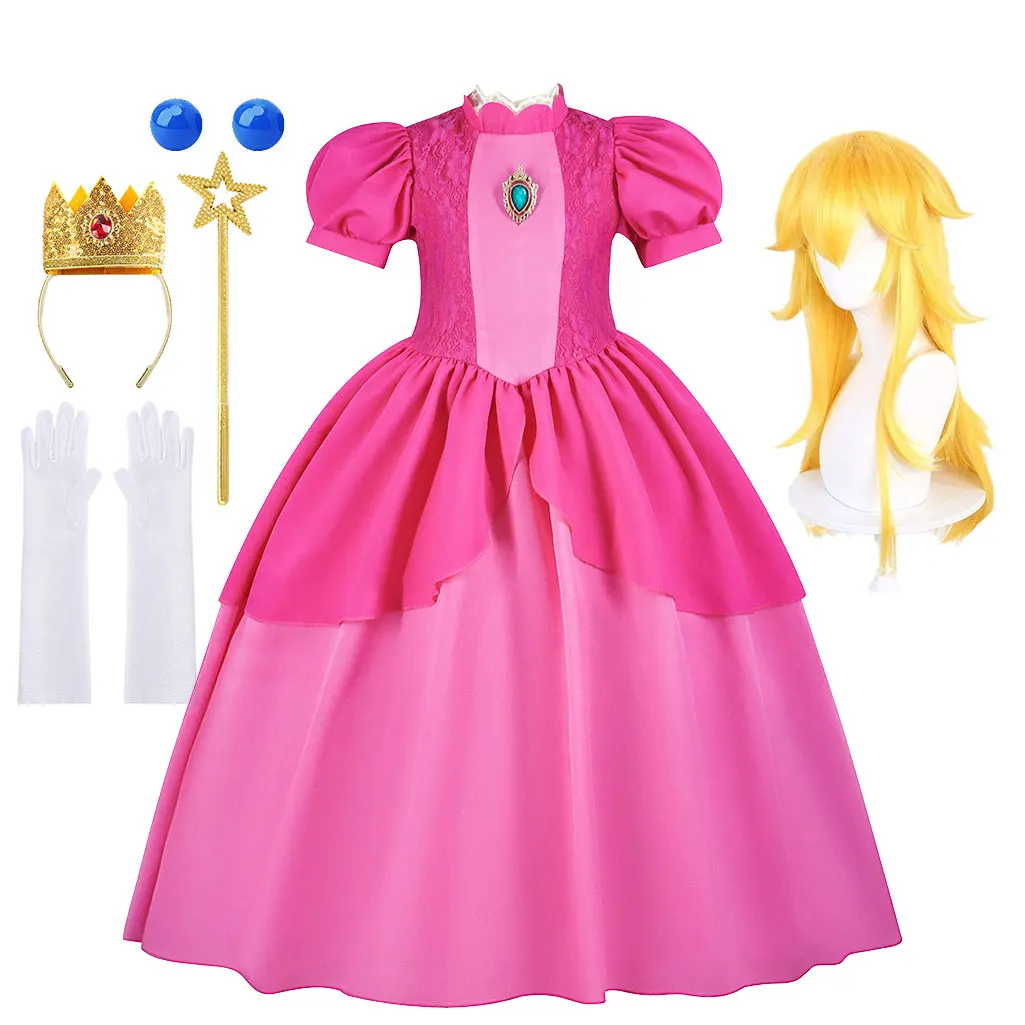 Girls-Fancy-Peach-Cosplay-Dress-up-Princess-Game-Role-Play-4-6-8-10-Yrs ...