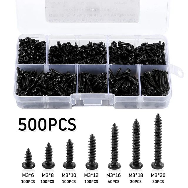 340/500pcs Pan Head Tapping Screw Cross Head M3/M4/M3.5/M4.8 Self ...