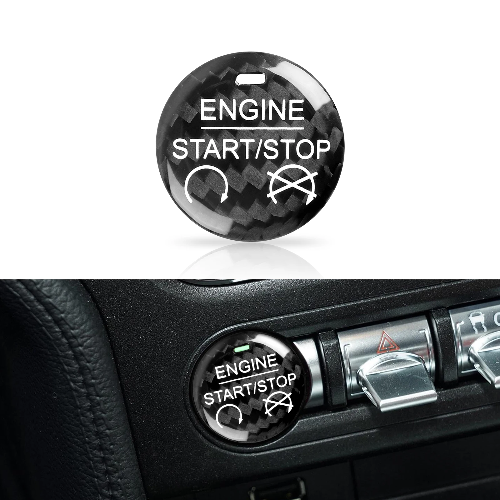Car Interior Carbon Fiber Engine Start Stop Button Trim Sticker Decal ...