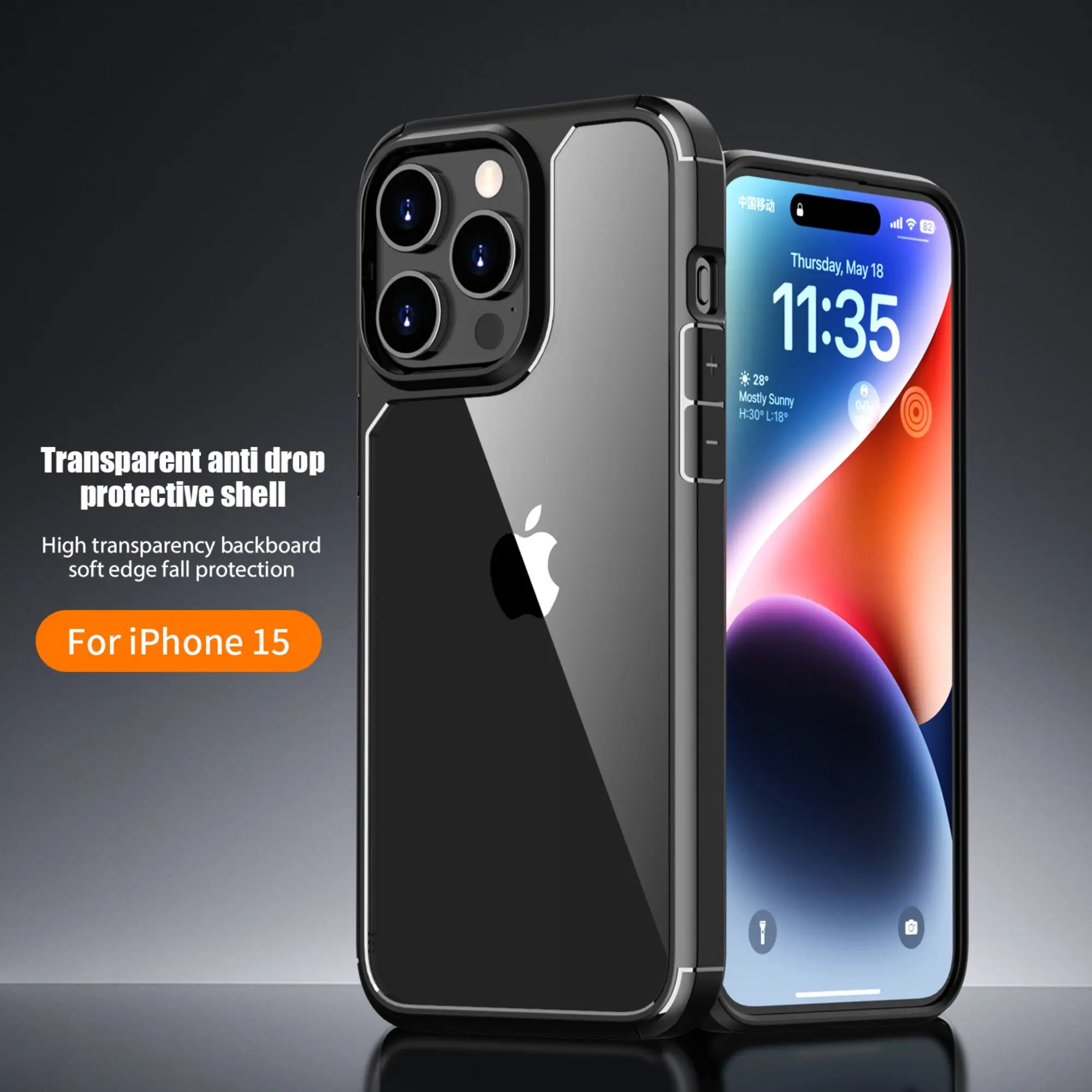 IPAKY-funda-para-iPhone-15-Pro-15-Plus-carcasa-Simple-transparente ...